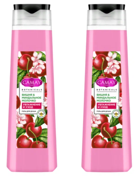 Гель для душа Camay, вишня и миндальное молочко, 400 мл, 2 шт