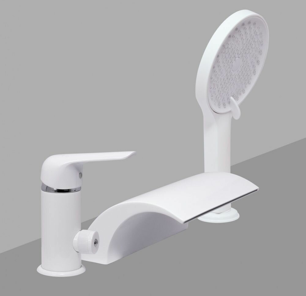 Смеситель на борт ванны Ganzer из латуни GZ24033-F Белый, водопад