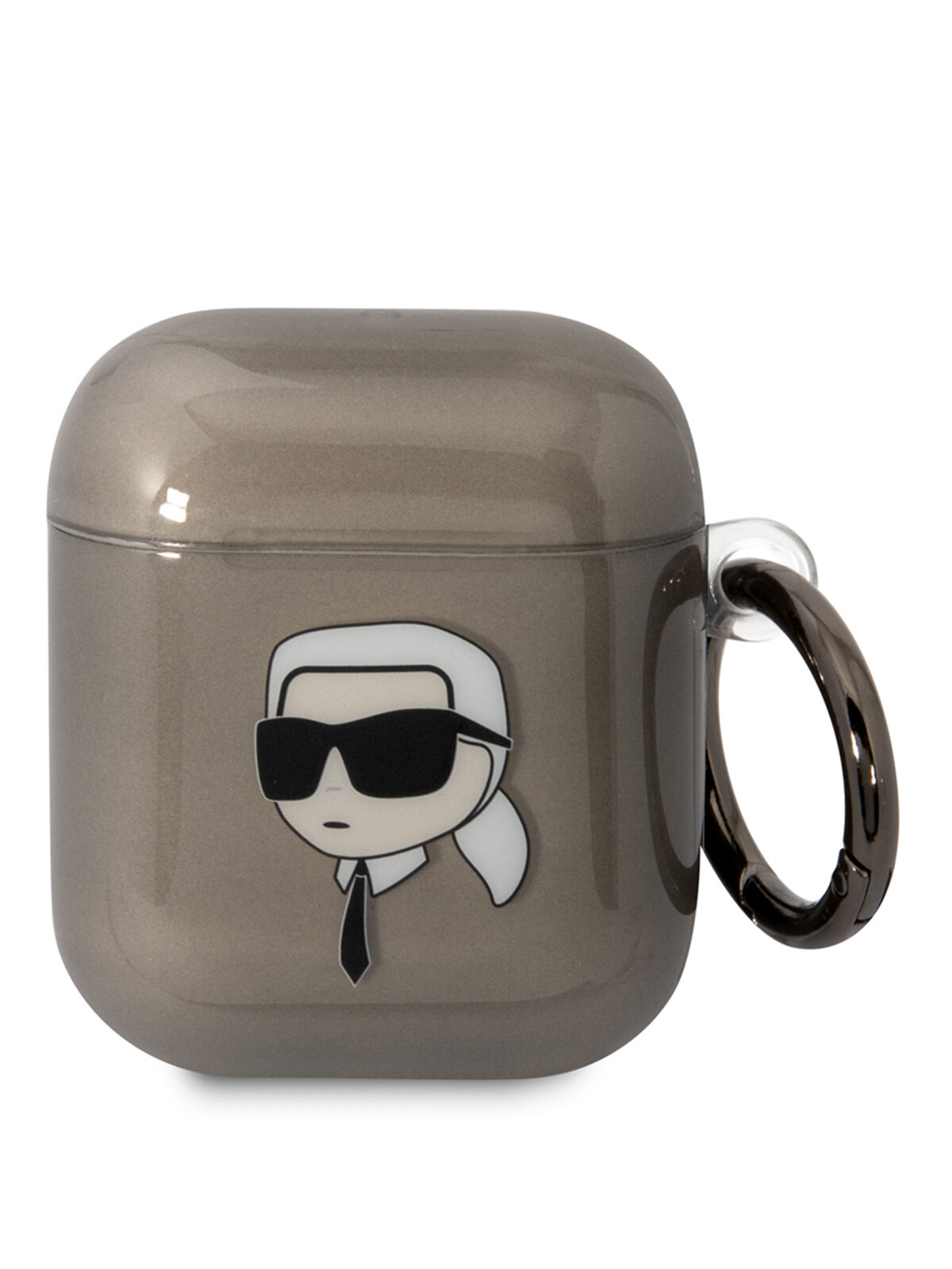 Lagerfeld для Airpods 1/2 чехол TPU with ring NFT Karl Translucent Black