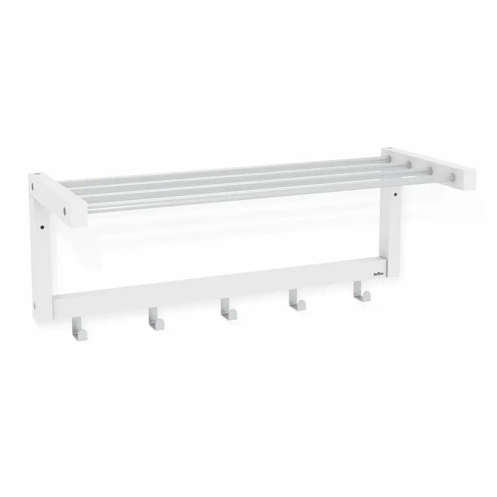 Вешалка настенная 5 крючков 65x23x25 см цвет белый