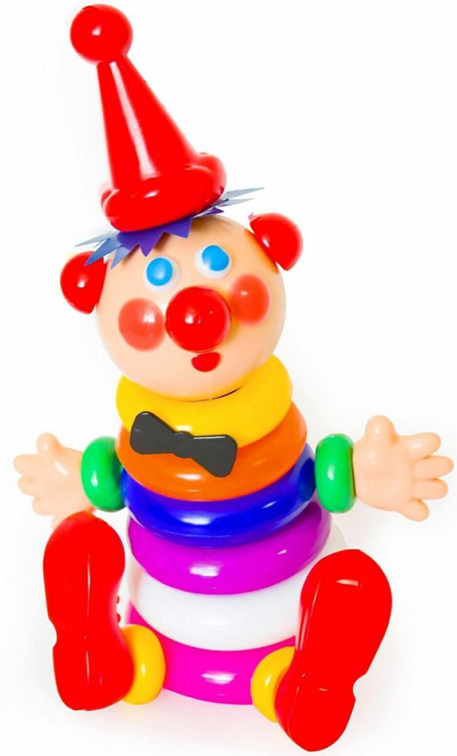 Развивающая пирамида-конус "Клоун" на мелкую моторику, пластиковая игрушка-пирамидка для детей