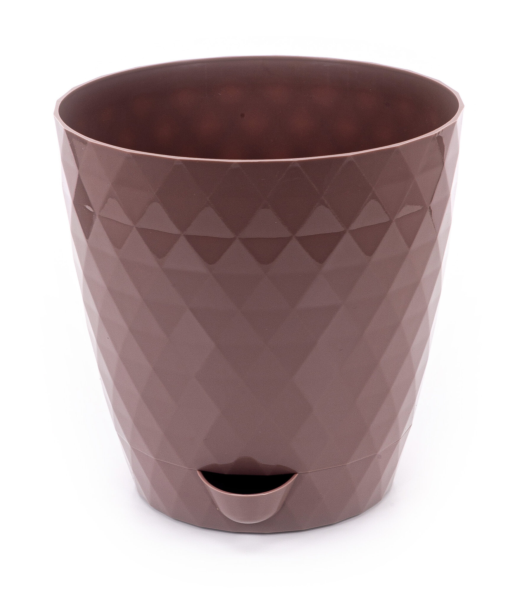 Горшок для цветов Plast Avenue / Пласт Авеню Румба с прикорневым поливом полипропилен мокко диаметр 14см 1.5л / горшок для растений