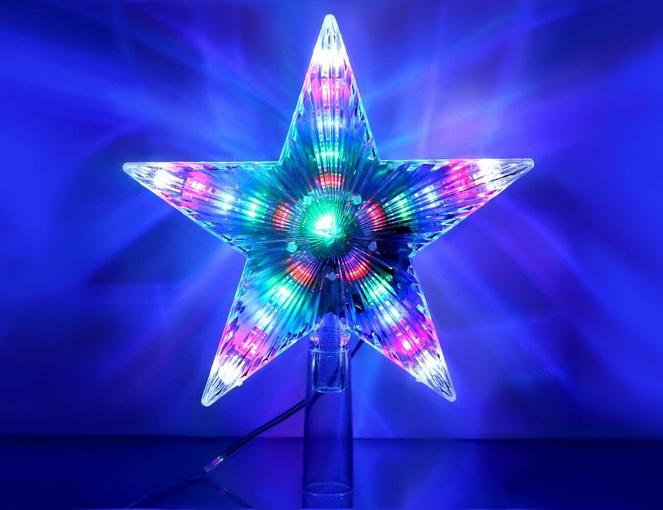 Светящаяся верхушка на елку звезда, 18 см, 28 разноцветных LED ламп, IP20, Serpantin