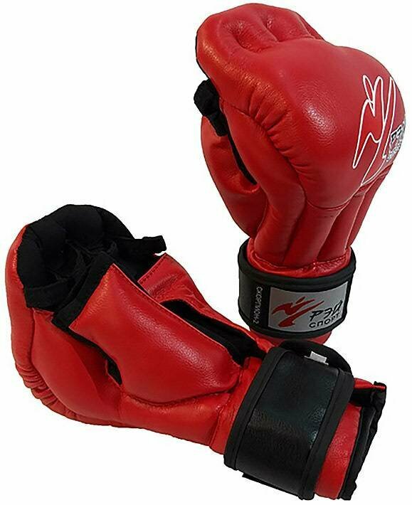 Накладки для контактных единоборств Скорпион-2, 6oz, иск. кожа, M, С11И1Х красный