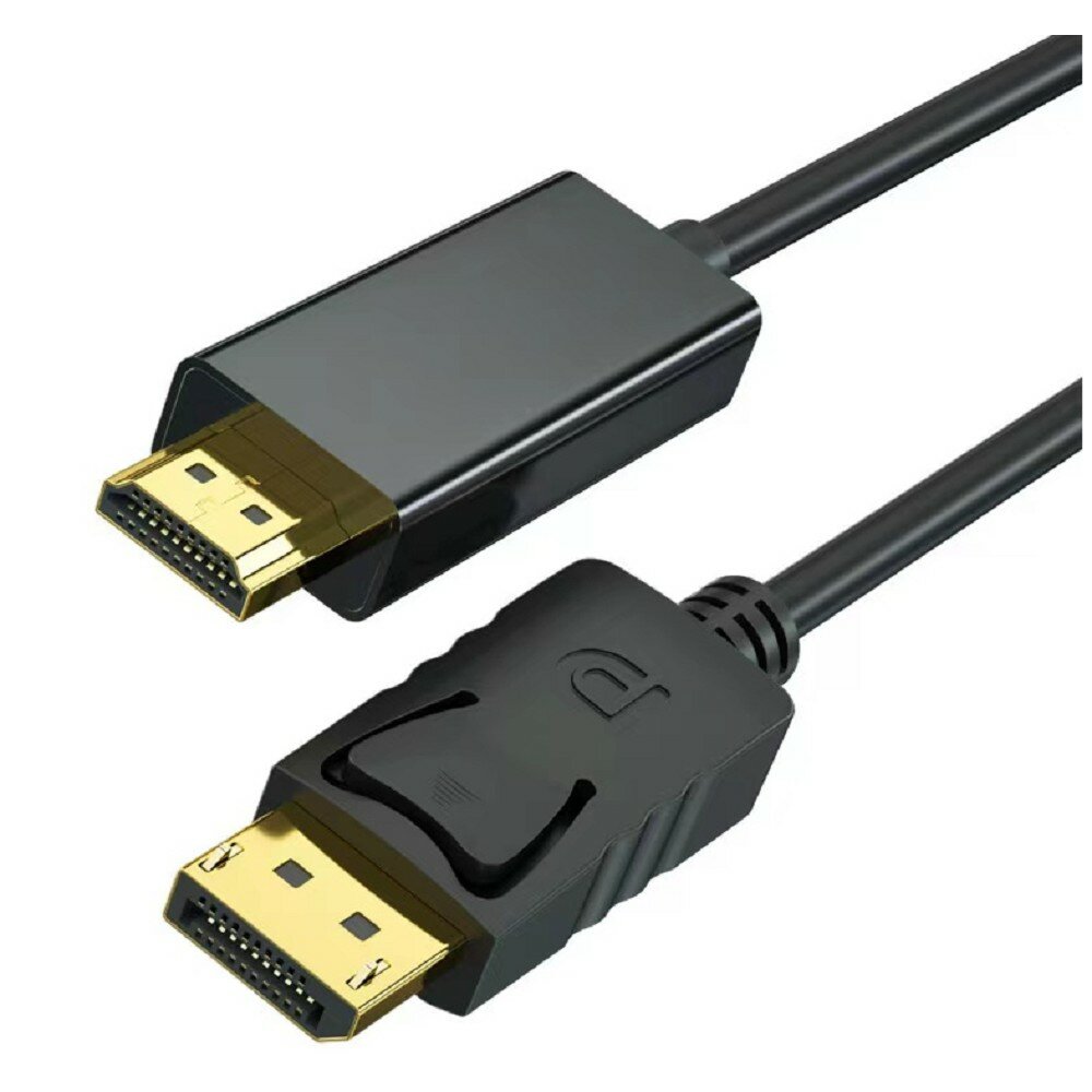 Bion Expert Кабели HDMI DVI DP Bion Кабель DisplayPort - HDMI, 20M 19M, однонаправленный конвертор сигнала с DisplayPort в HDMI, экран, 2 м, черный