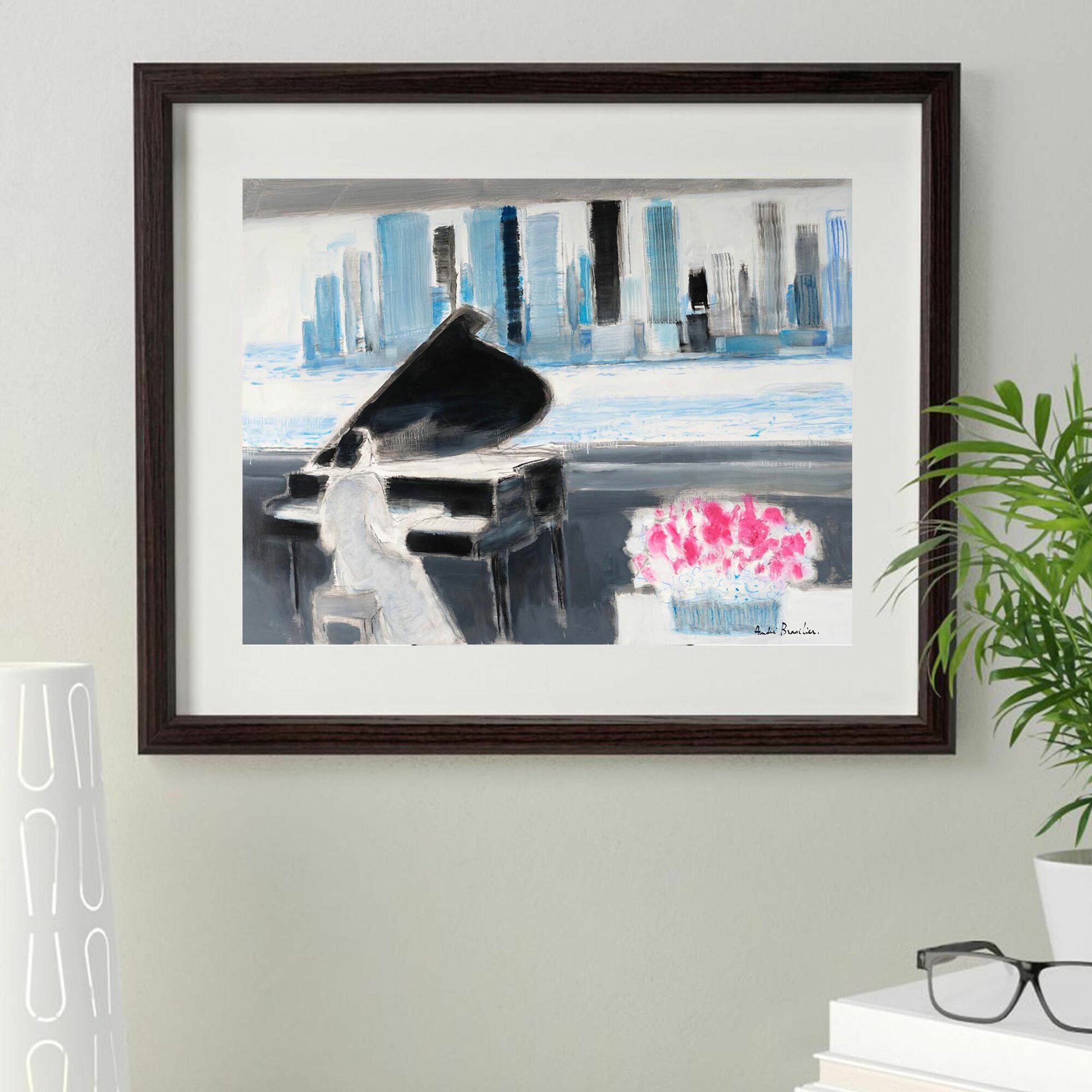 Картина Рояль в уличном кафе Нью-Йорка, размер A3, без рамы