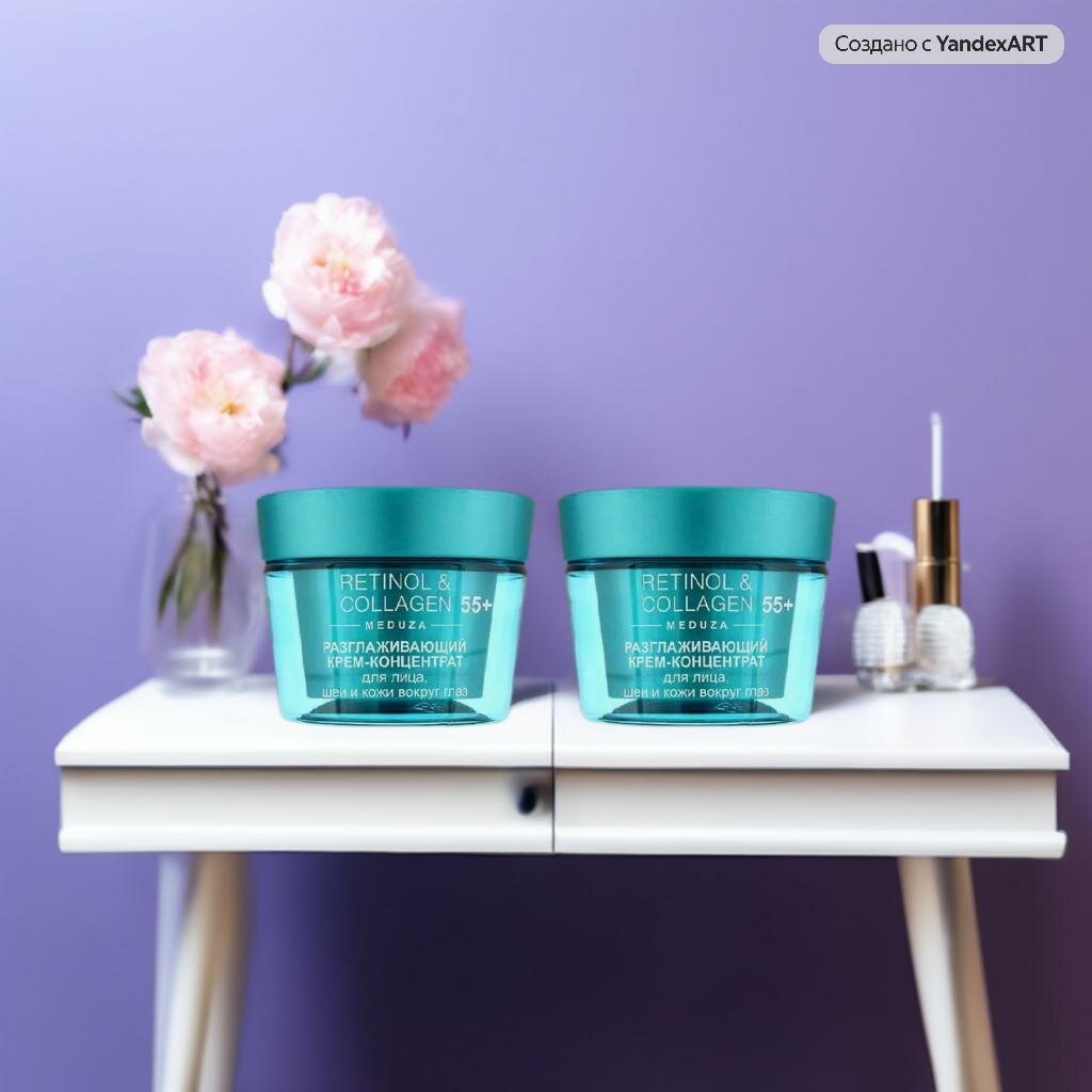 Витэкс retinol&collagen meduza разглаживающий крем-концентрат 24ч 55+ для лица и шеи, кожи вокруг глаз, 45мл 2 шт