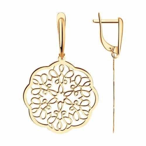Серьги с подвесками, серебро, 925 проба, золочение