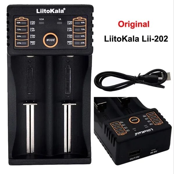 Liitokala Lii-202 Lii-PD2 Универсальный интеллектуальный зарядное устройство для аккумуляторов 202