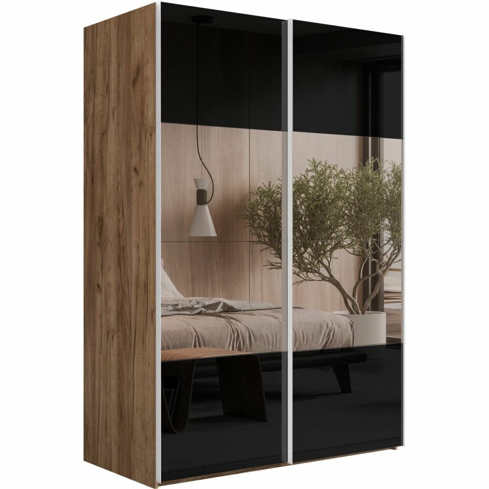 Шкаф-купе Эста 1,6, 2,2м 4чер стек/4зерк бронза