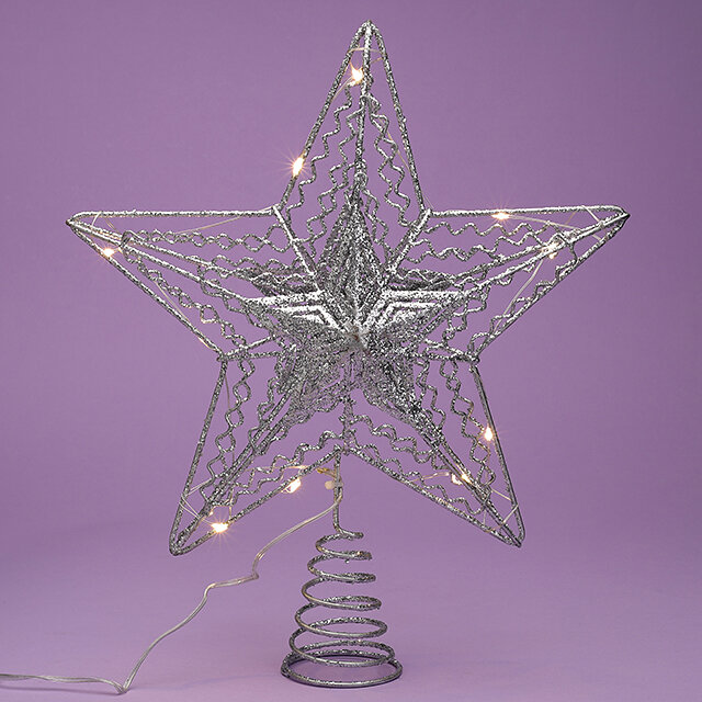 Светящаяся звезда на елку Silver Rene - Stellar 30 см, 10 теплых белых LED ламп, IP20, Koopman, AMZ111220-1