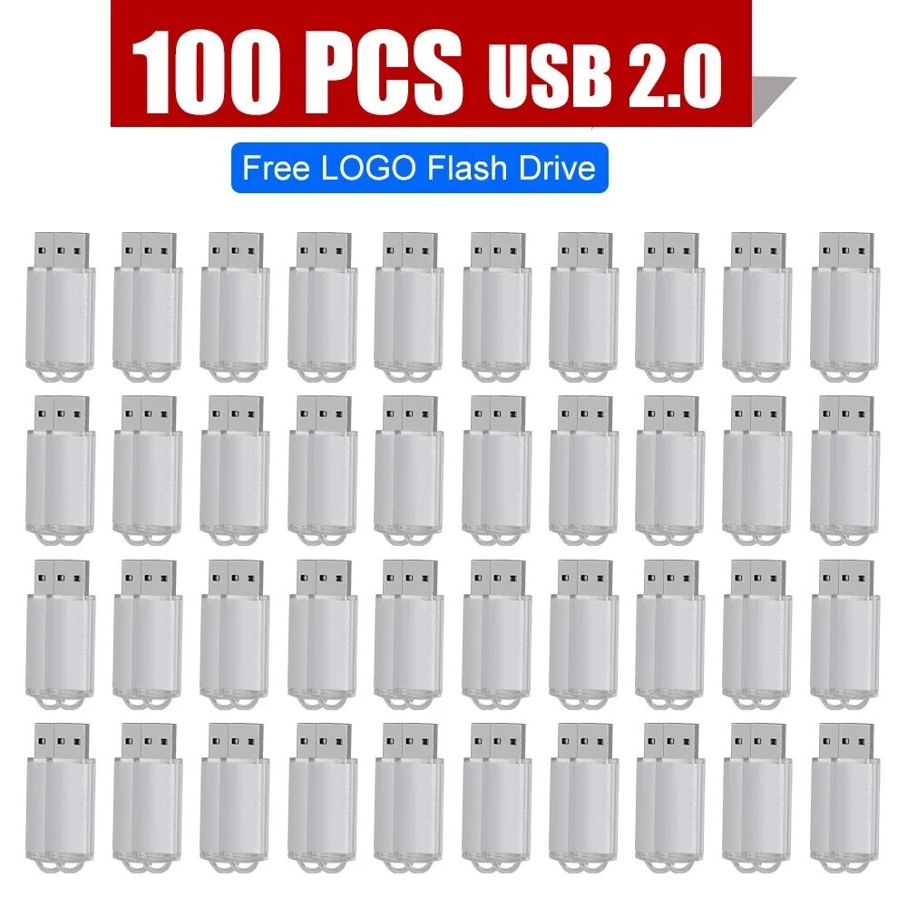 KFHIREW USB Flash Drive 2.0 4/8/16/32/64 ГБ 256 млн, White 100pcs