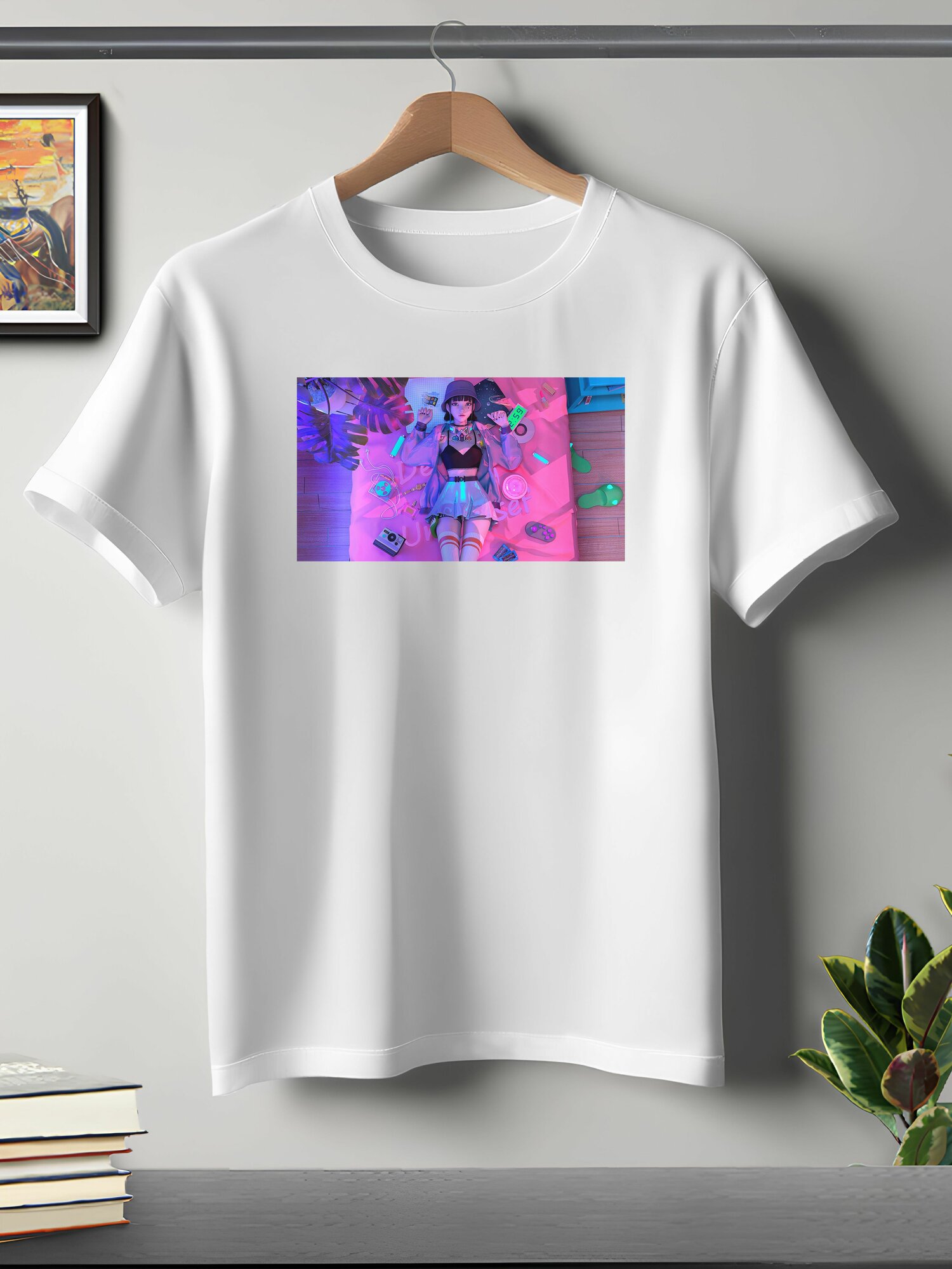 Футболка  Детская ONEQ 134 (9-10) размер с принтом Арт аниме, белая