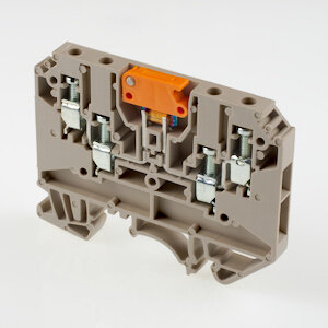 Клемма Dinkle "DK4-TR-TG", винтовая, четырехконтактная, с перемычкой