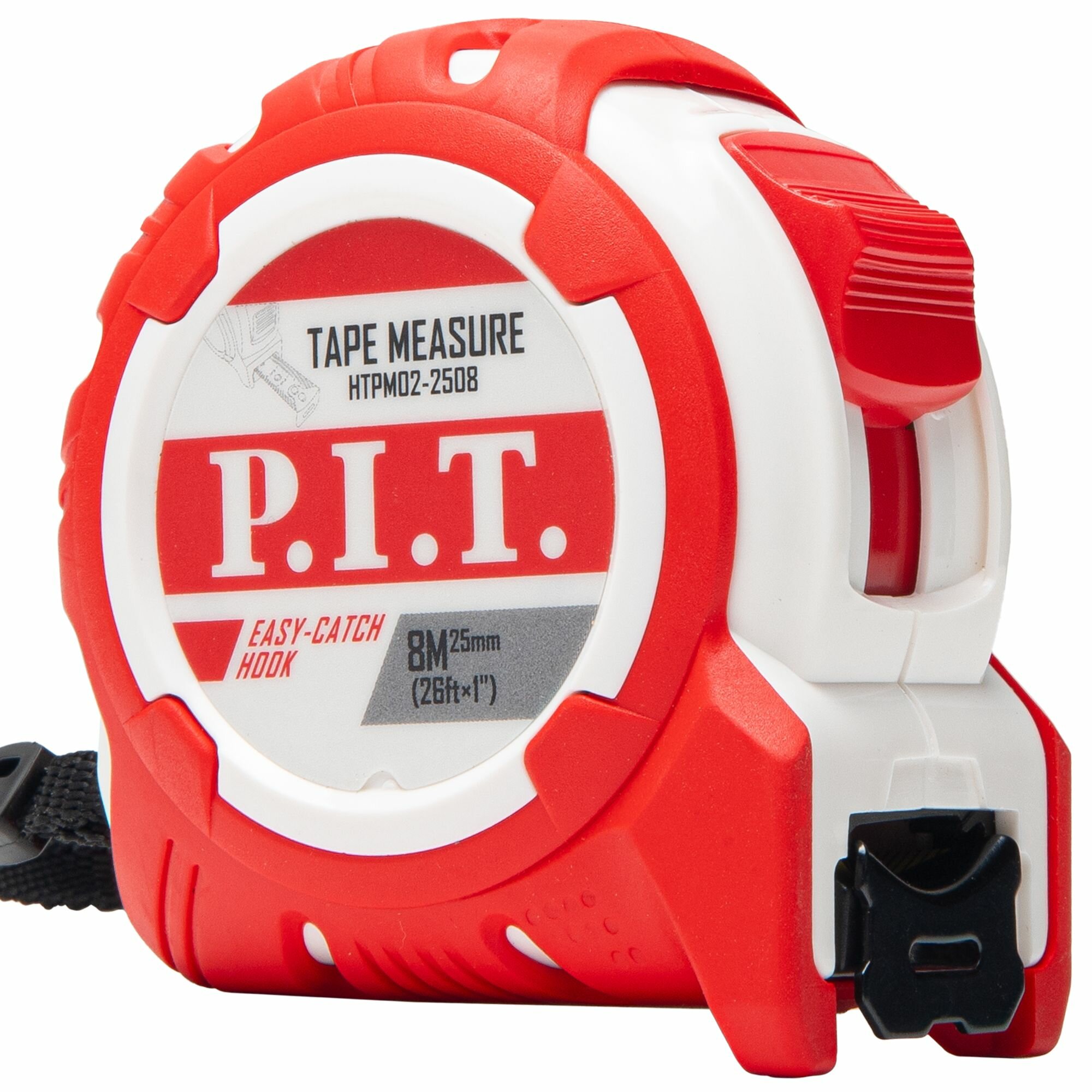 Рулетка с фиксатором P.I.T. 8 м x 25 мм, ABS+TPR(HTPM02-2508)