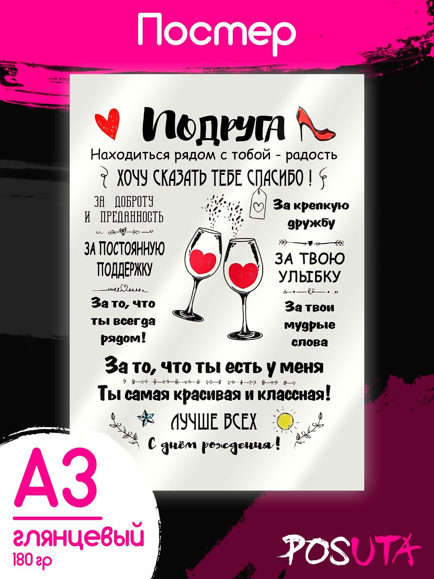 Постер для интерьера подарок подруге подружке