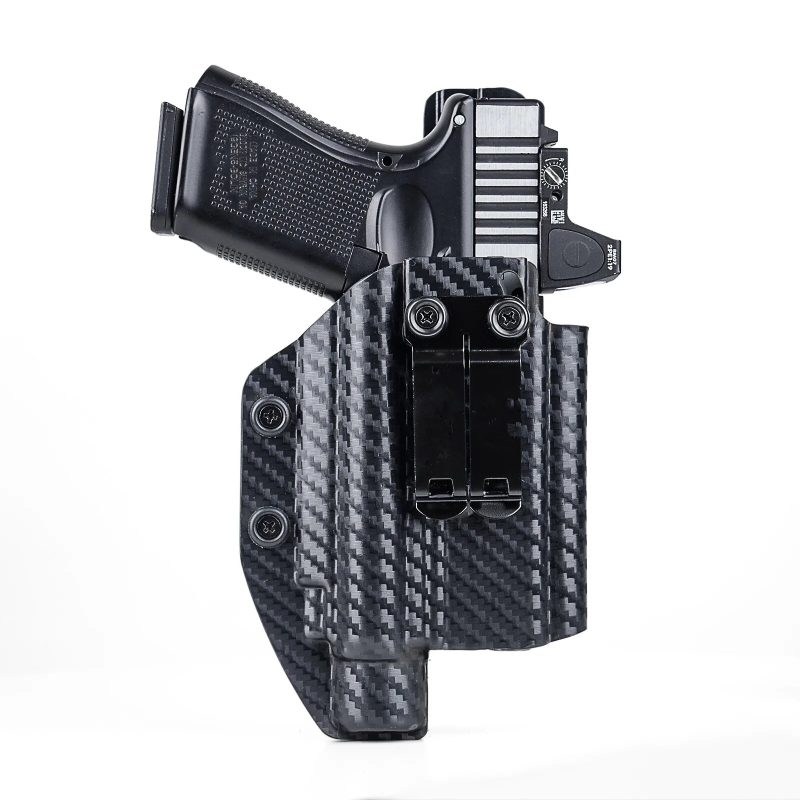 Кобура Kydex для Glock 17/22/31 с Olight Baldr Pro, черная, Carbon Fibre Right