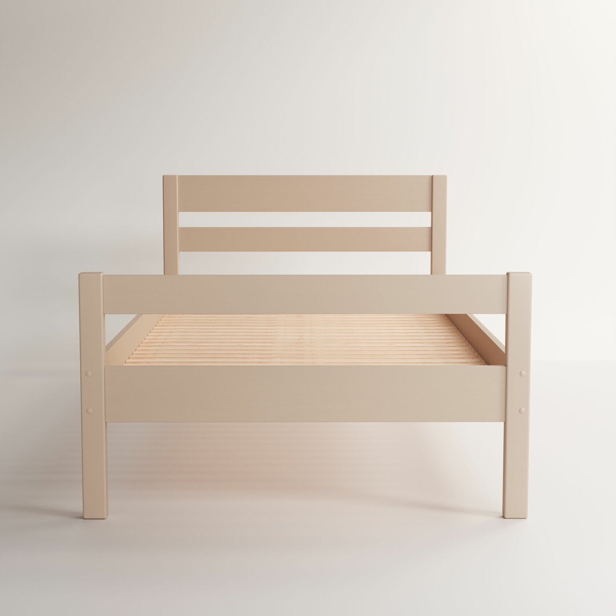 Кровать односпальная, 120х200 см, Hansales, деревянная, из массива березы, односпальная, с изножьем, цвет слоновая кость