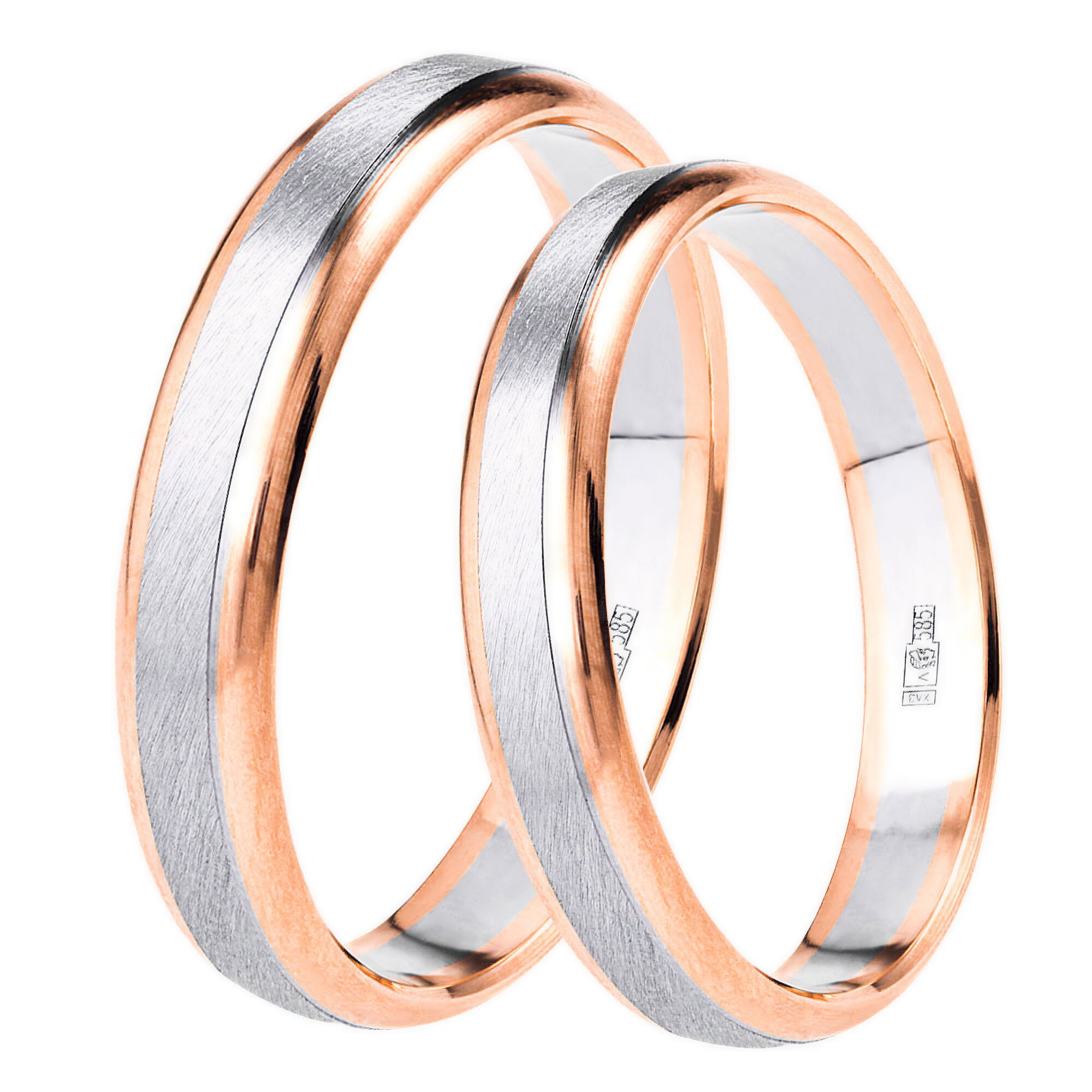 Кольцо обручальное, комбинированное золото, 585 проба