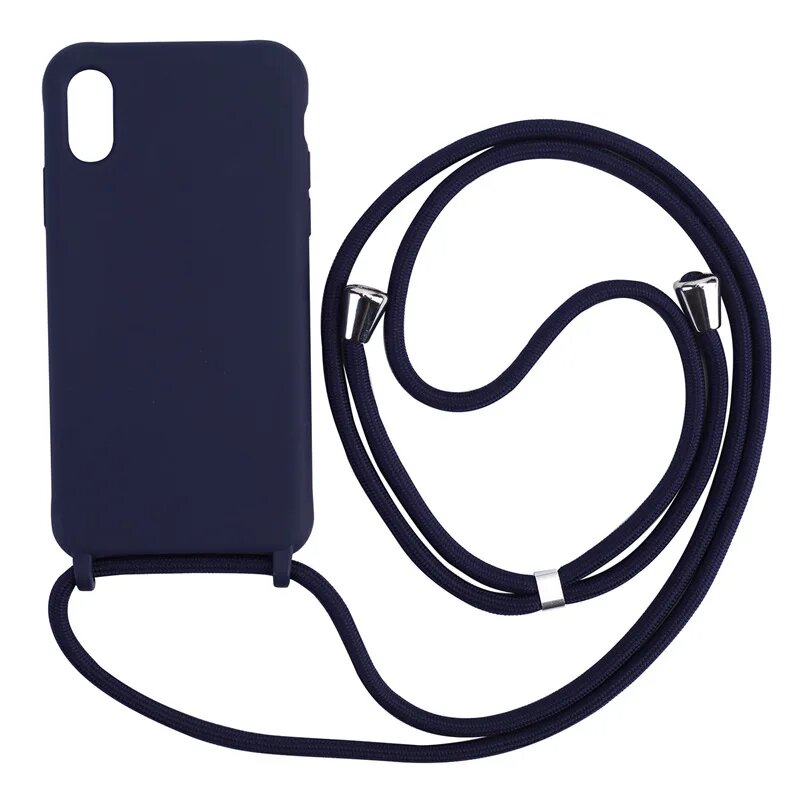 Роскошный чехол для телефона с цепочкой и ожерельем для iPhone 17 Air 16E 16 15 14 13 12 Mini 11 Pro Max Plus, ремешок на шею, шнур, веревка, чехол Navy, For iPhone 17 ProMax
