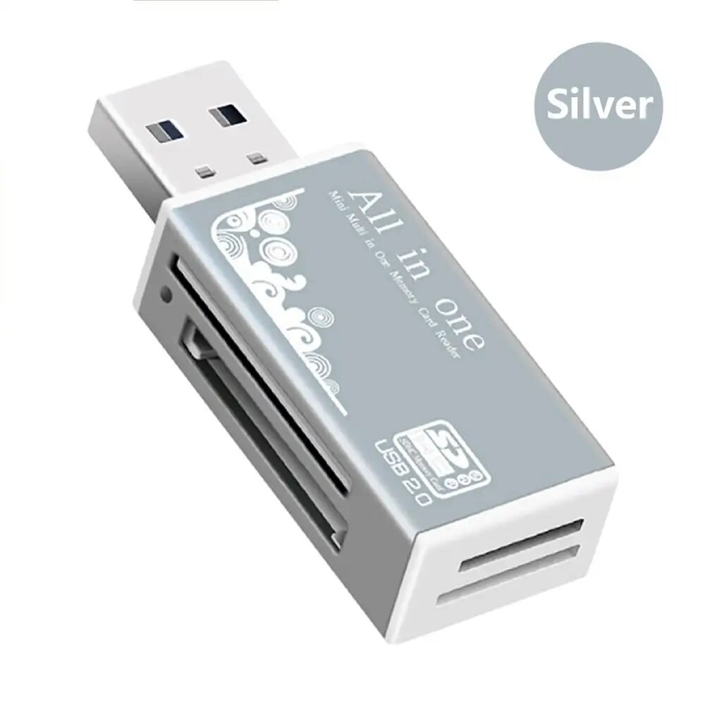 Металлический универсальный кардридер Micro USB 2.0 Silver