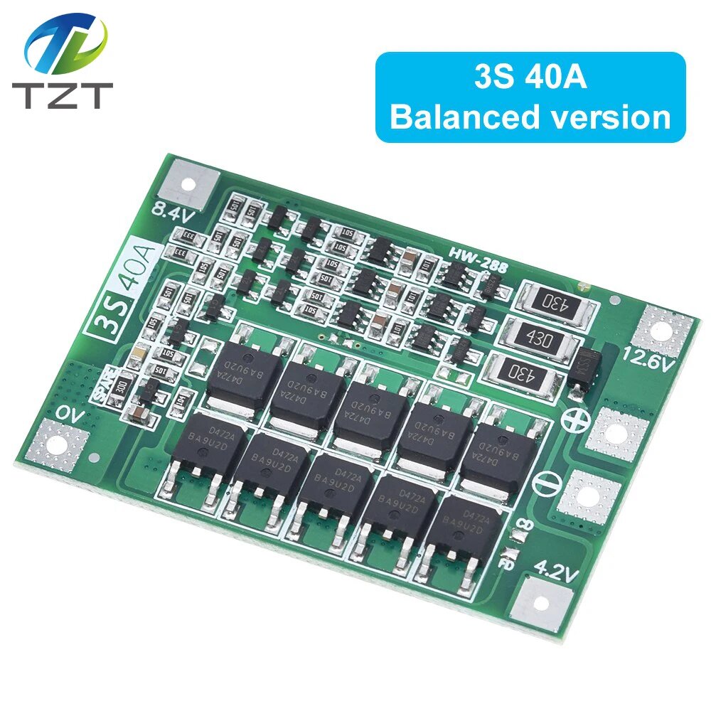 BMS плата 3S 40A Balance, 3шт.