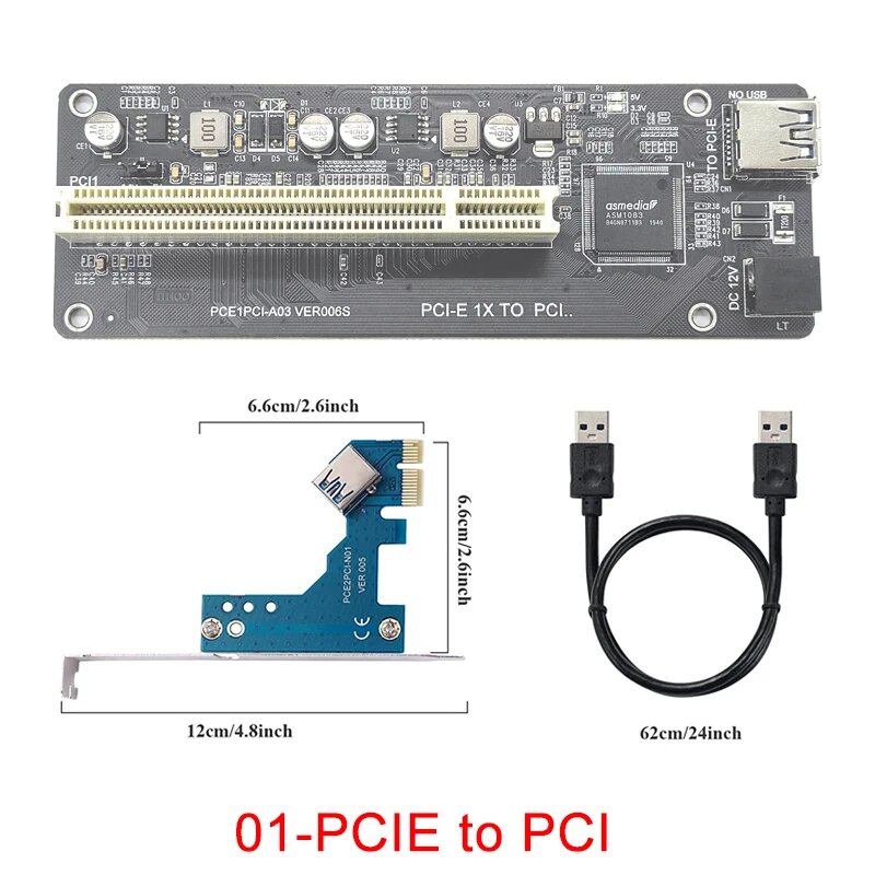 Кабель-переходник REM.AI PCI Riser Card ASM1083 01 PCIE to PCI