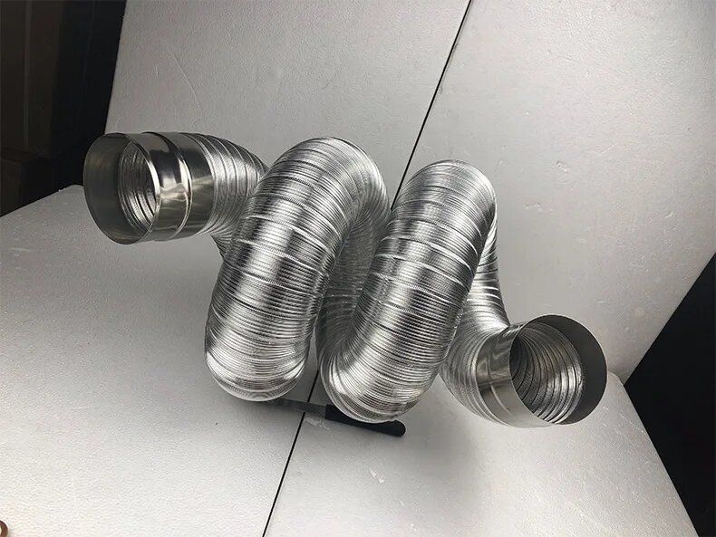 Алюминиевая полугибкая труба 70 мм 1 м с соединителем из нержавеющей стали 60mm, Standard, 2m