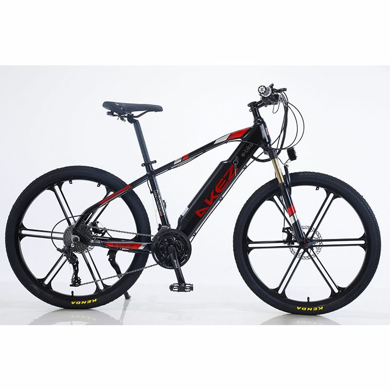 Электрический велосипед AKEZ001, 350 Вт, 26-дюймовая рама из алюминиевого сплава, 21 скорость, 10 Ач, черный