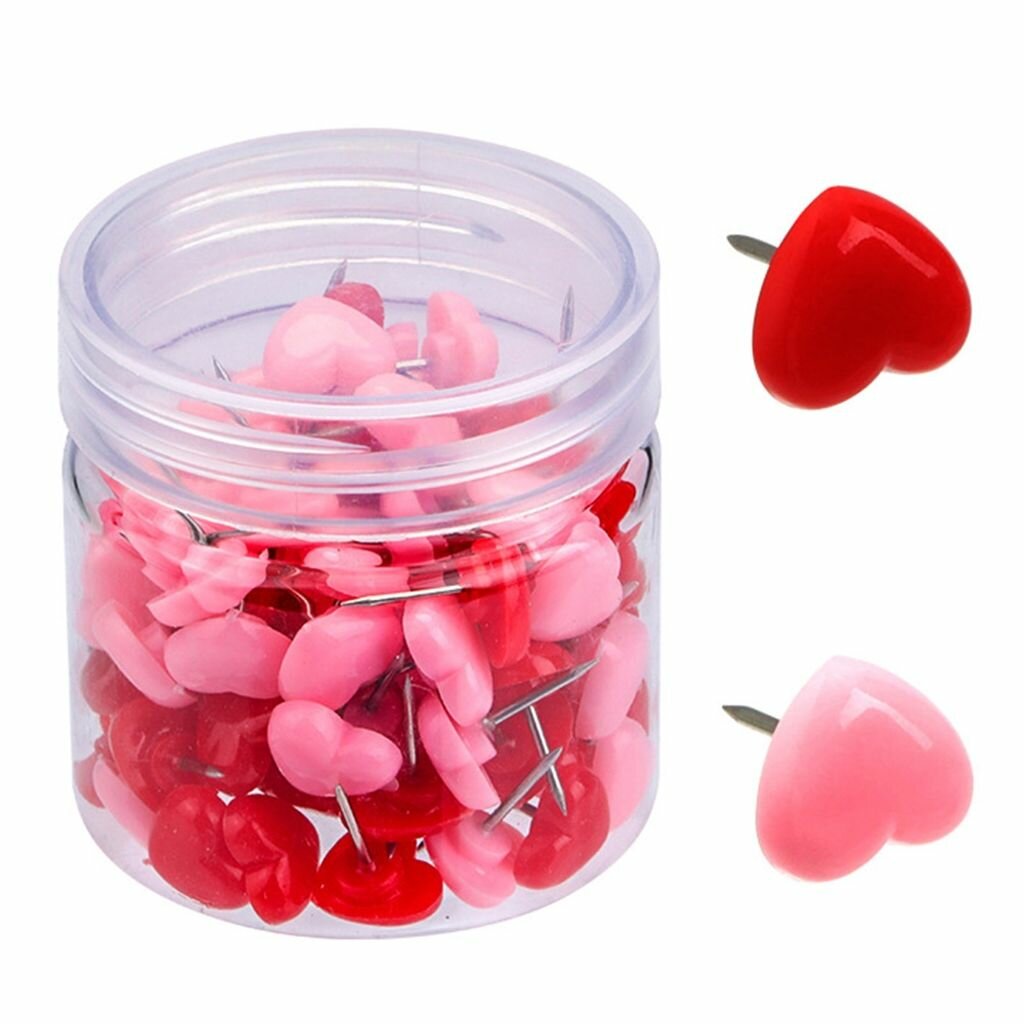 Швейные инструменты, Цветные иглы в форме сердца - по 50 красных и розовых, 1 упаковка