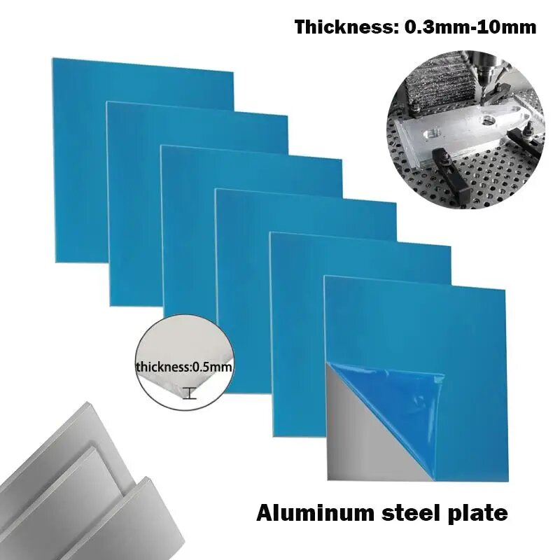 1 шт, толщина 0,3-10 мм, алюминиевые листовые металлические пластины, покрытые защитной пленкой, термообработка, алюминиевая пластина для рукоделия