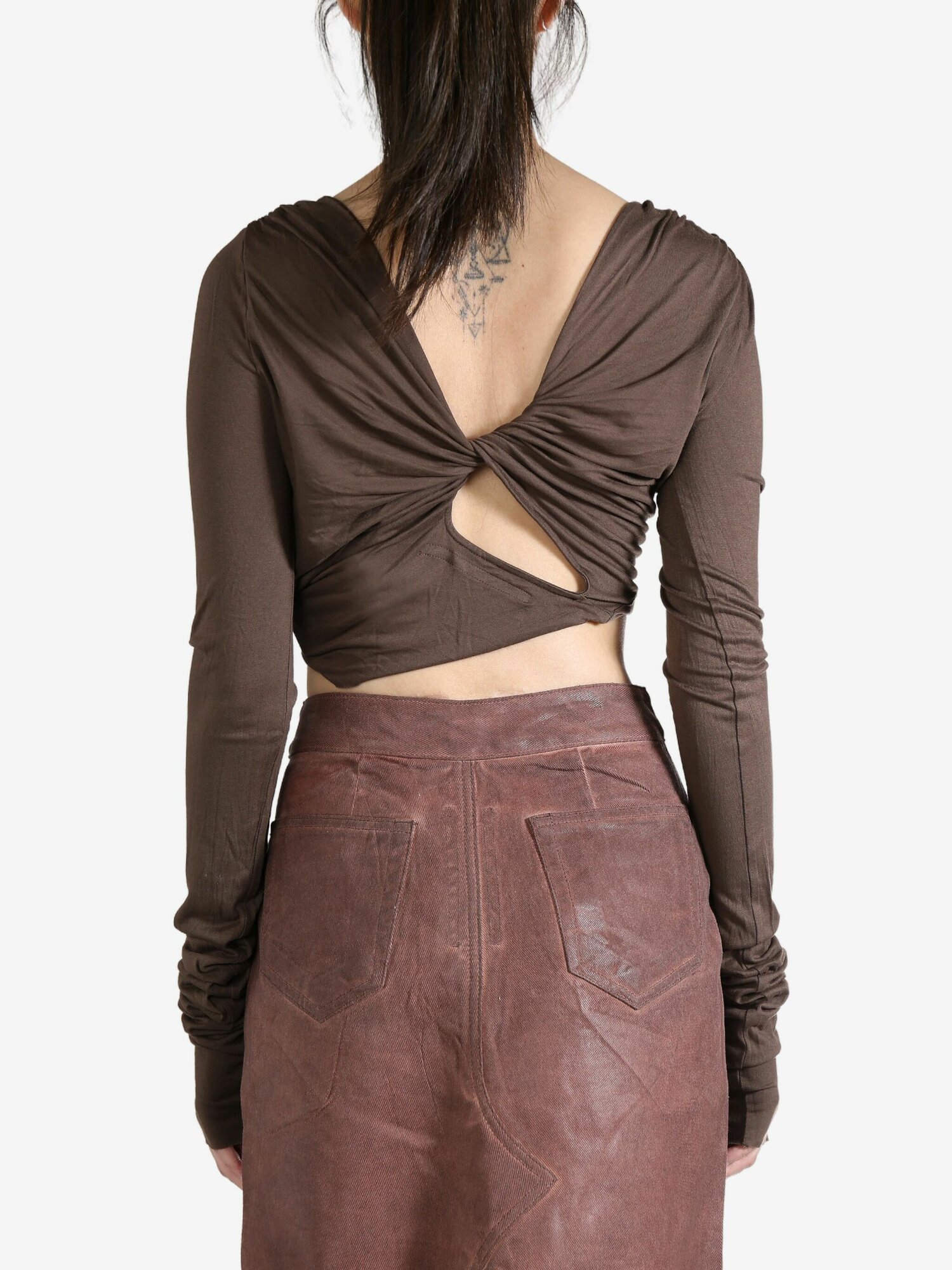 Топ Rick Owens Lilies Asymmetric-design top, размер 44, коричневый — фото 1