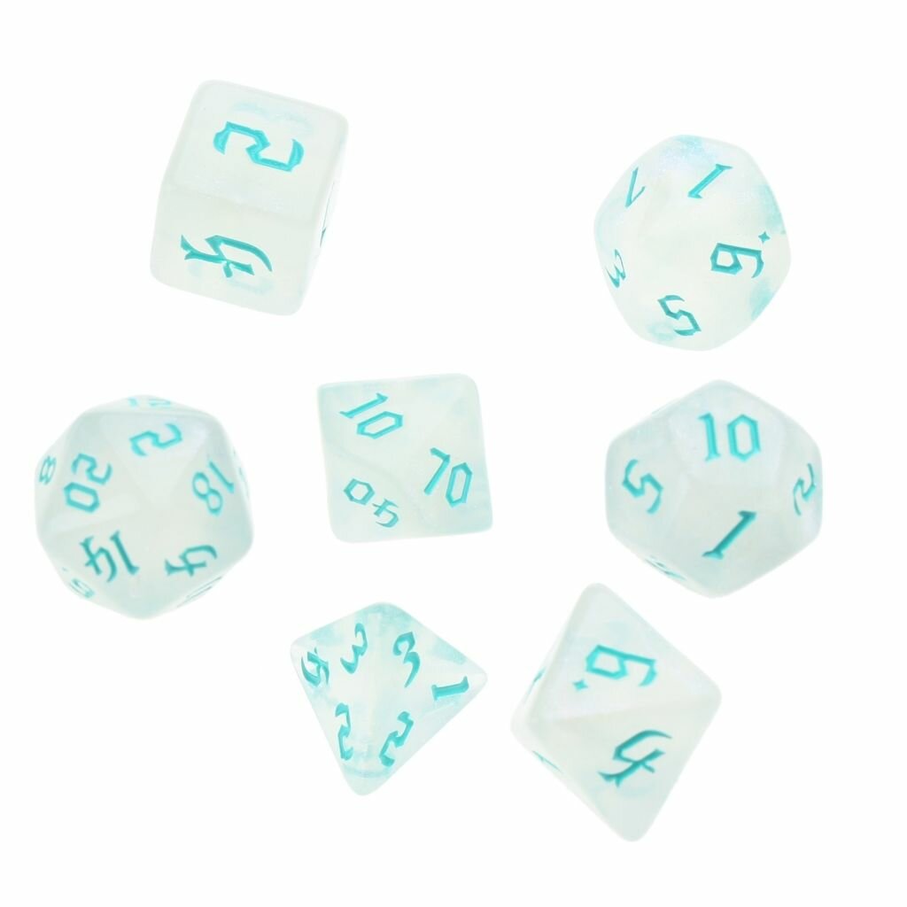 7 шт./ упак, белые глазурованные кубики-хамелеоны-небесно-голубой