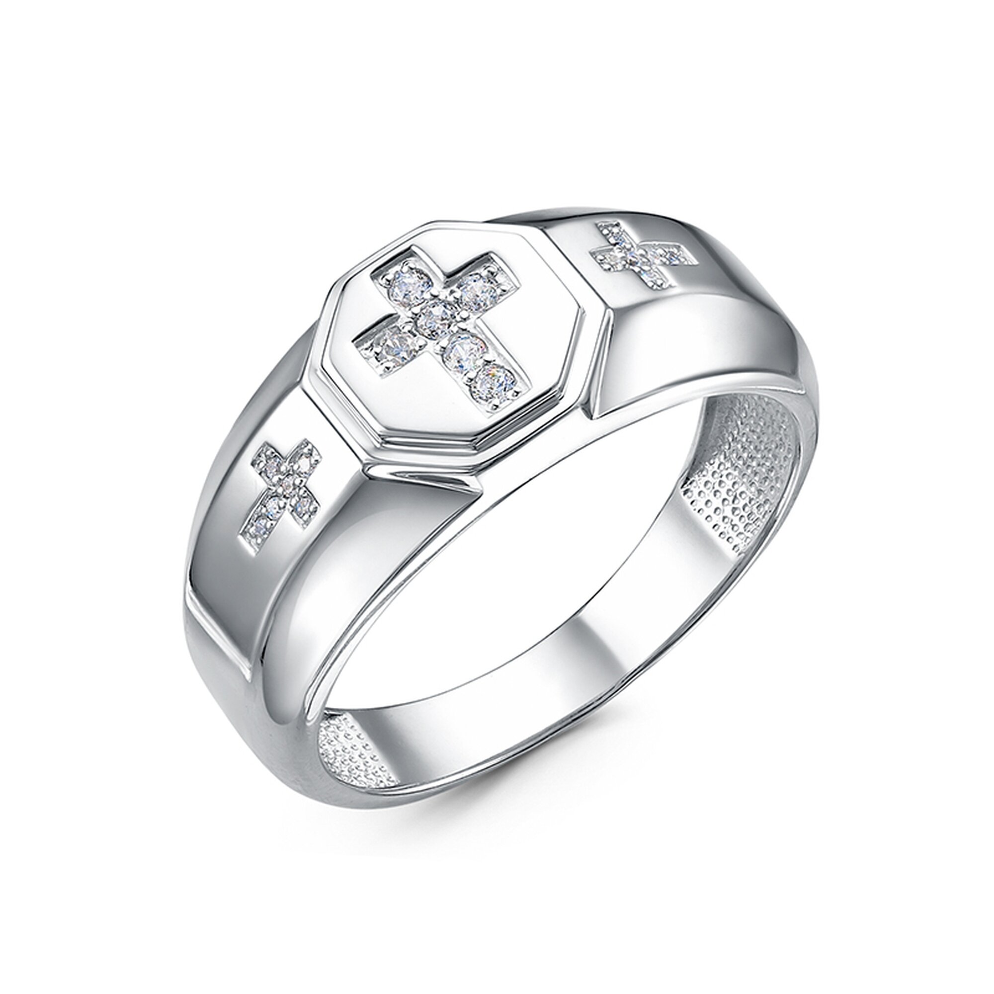 Кольцо, серебро, 925 проба, родирование, фианит