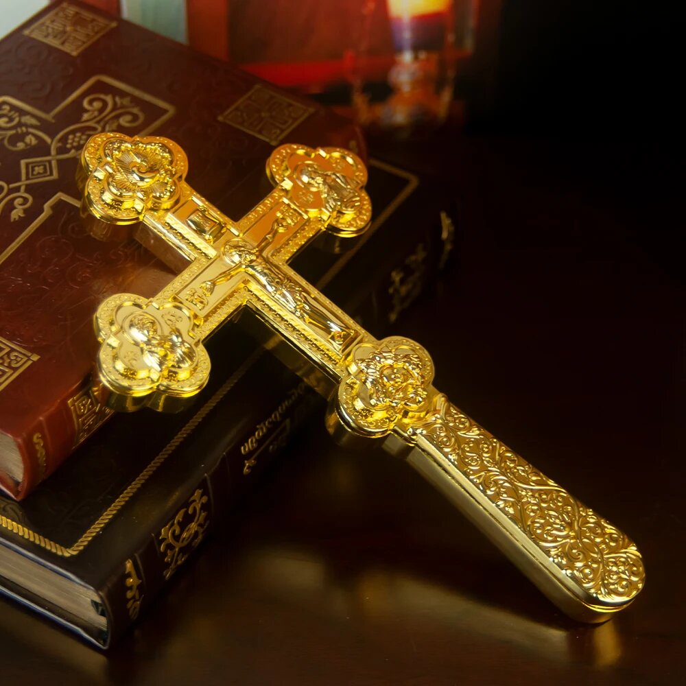 Православный крест металлический GOLD