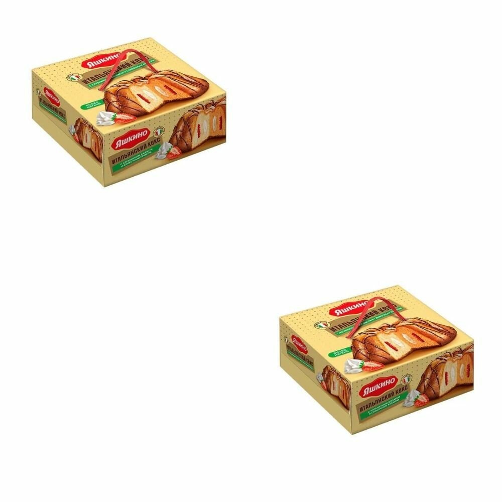 Яшкино Кекс, с клубничным джемом и сливочным кремом, 500 г - 2 шт