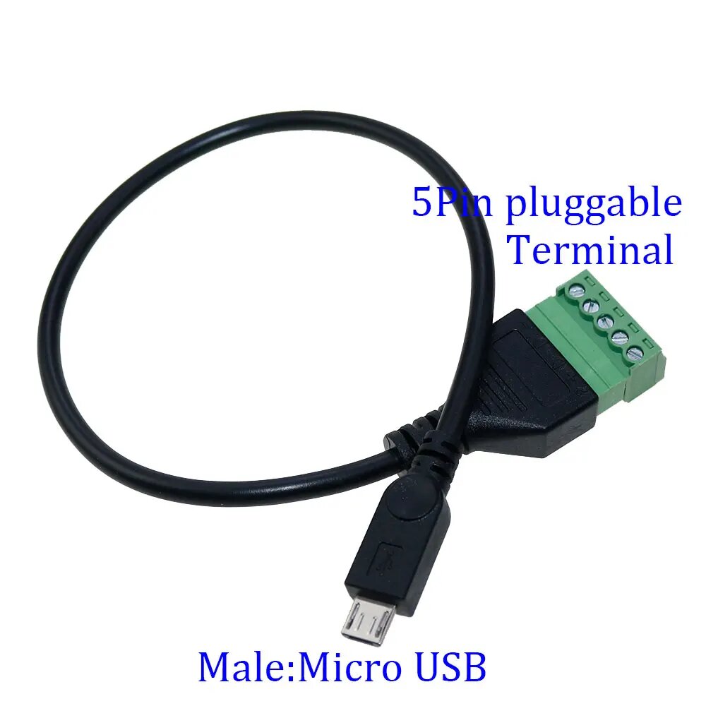 Micro USB кабель с 5Pin клеммой, 30 см, черный