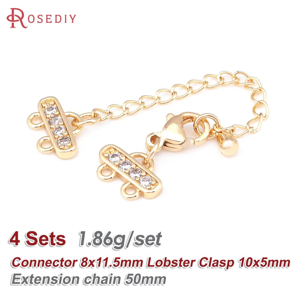 Комплект фурнитуры Rosediy, 4шт, 18K Gold Color