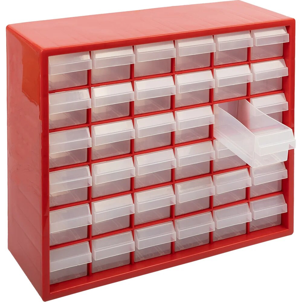 Органайзер пластиковый с выдвижными ячейками 36 шт. Gamma ОМ-036 39.5x13.5x32 см, красный 607138, хранения любых мелочей