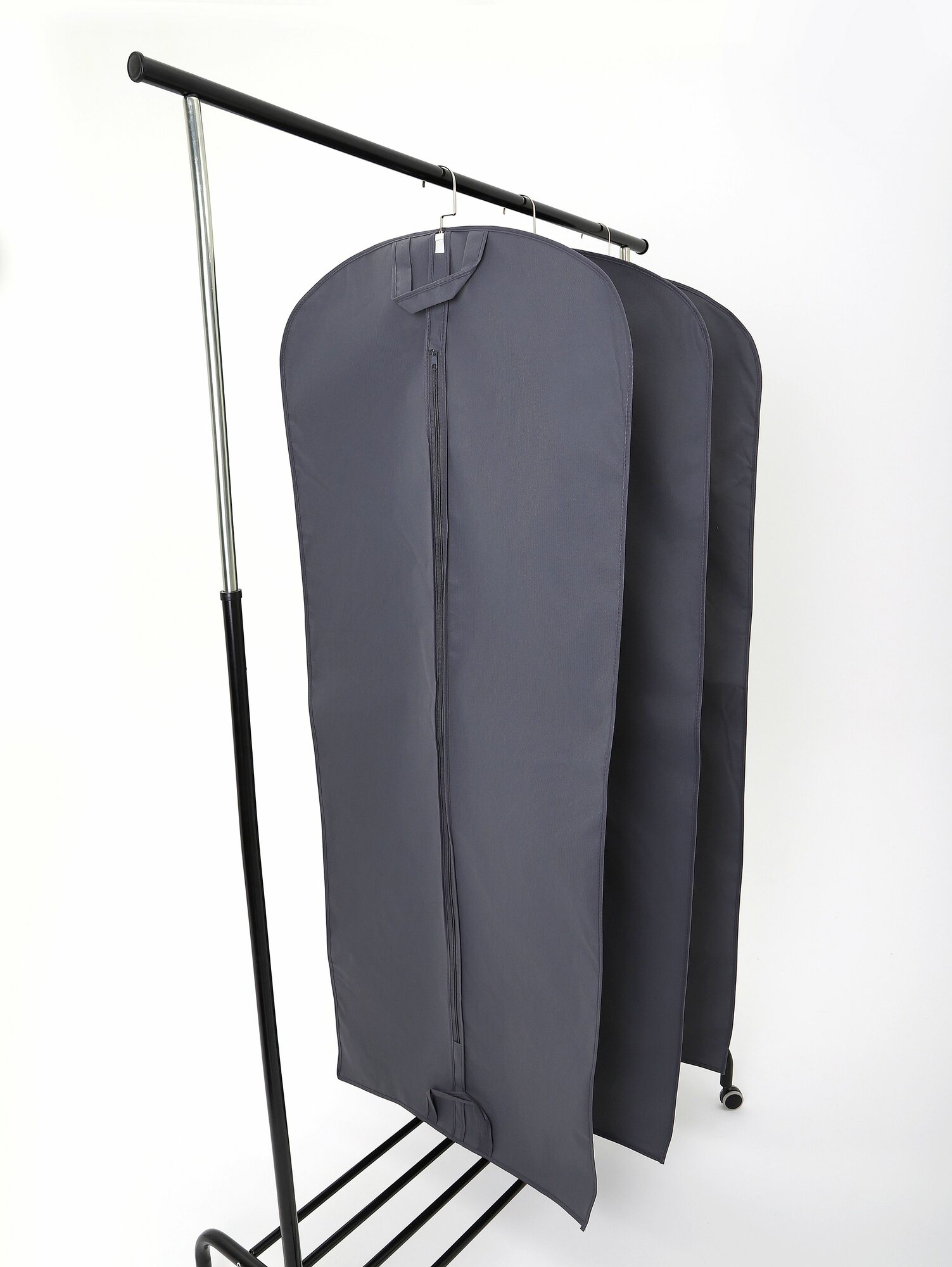 Чехол для одежды 150*60 см на молнии спанбонд серый набор 3 штуки