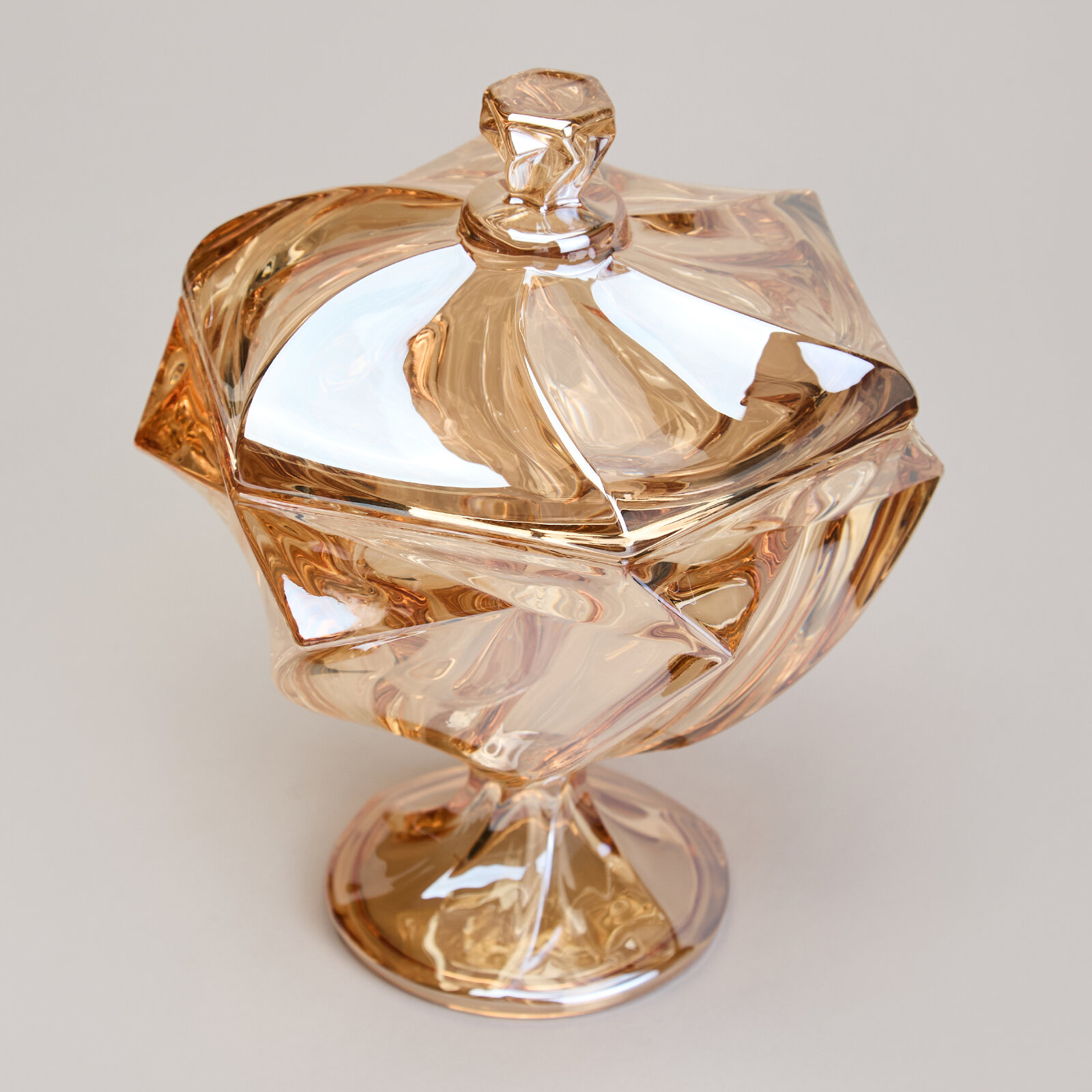 Блюдо с крышкой на ножке bohema amber, D 17 см, высота 15,5 см KSG-195-227