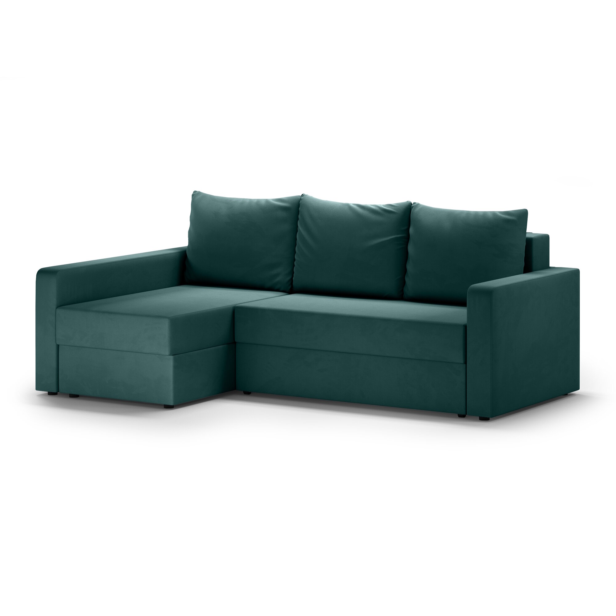 Диван угловой WESTENY "ART-104 левый" 236х155х81, 150х208, 3 места, изумрудный велюр