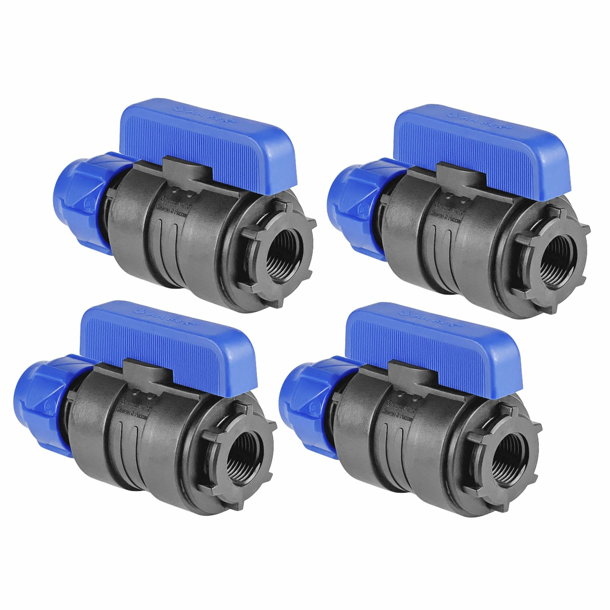 Кран шаровый ПНД 25 - 3/4" цанга / внутренняя резьба (Набор - 4 штуки)