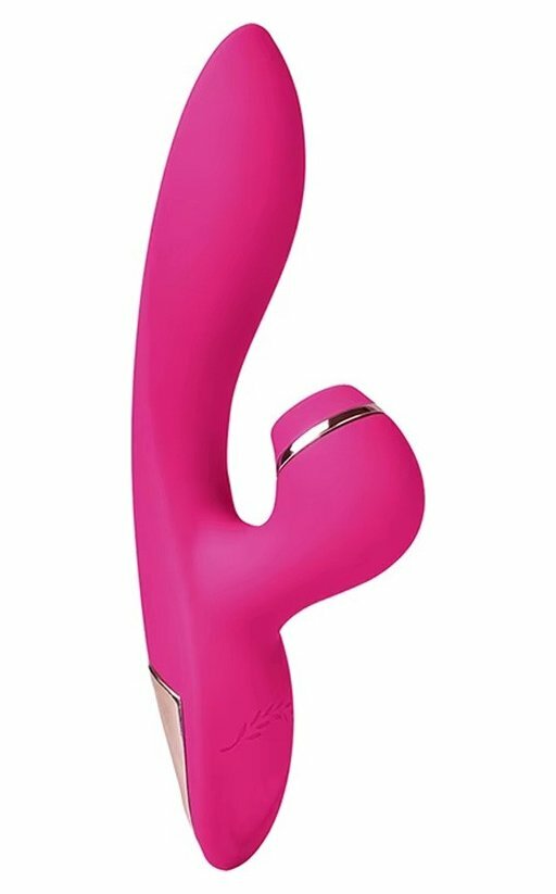 Розовый вибратор-кролик с вакуумной стимуляцией 5’’ Silicone Suction Kiss 20,3 см Erokay