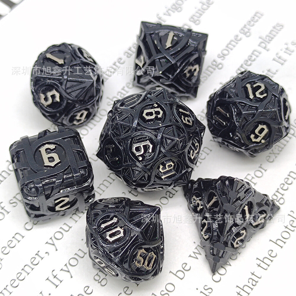 Кубики D20 COC D&D, металлические, черные