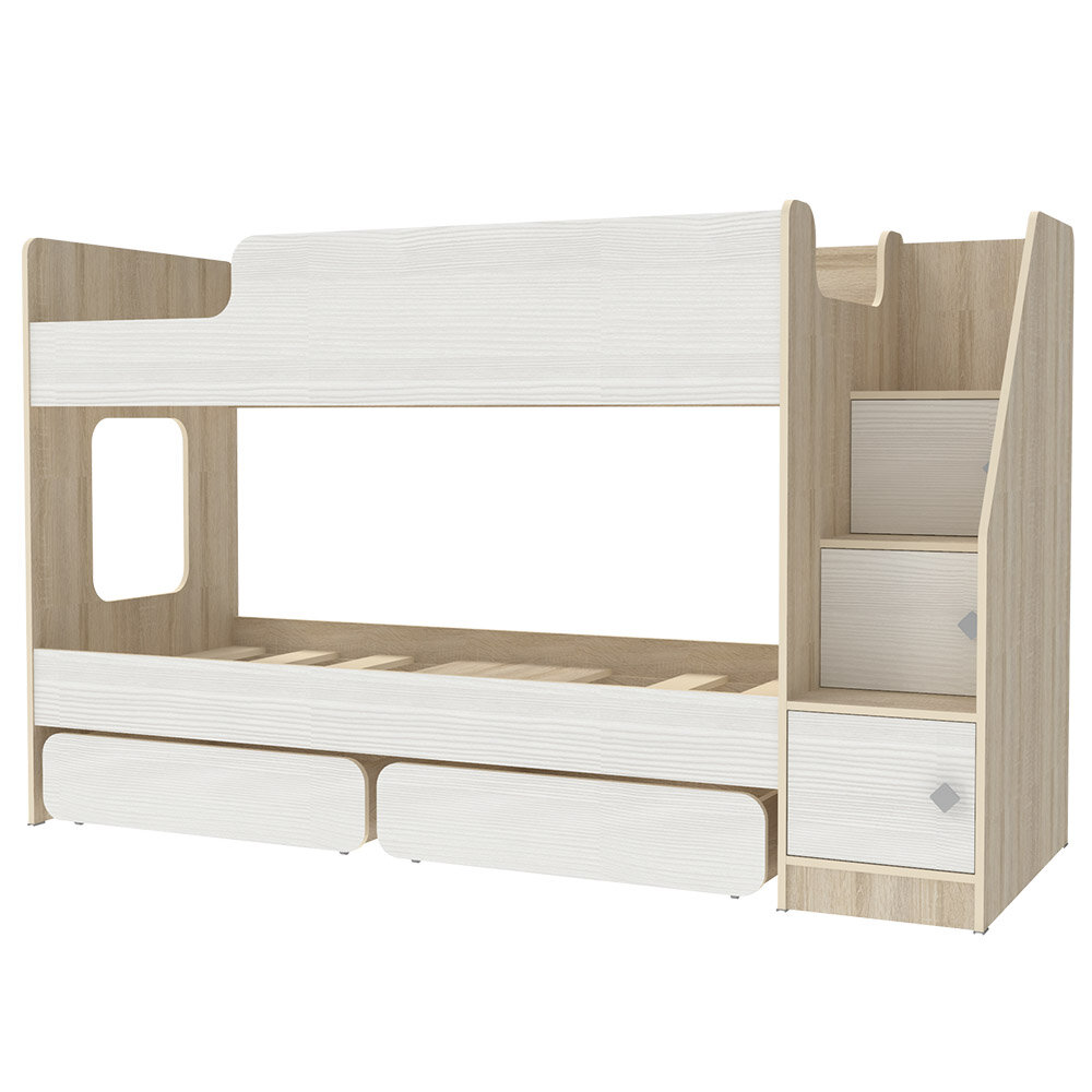 Двухъярусная кровать Л-К502.42 Дуб Сонома Белое Дерево