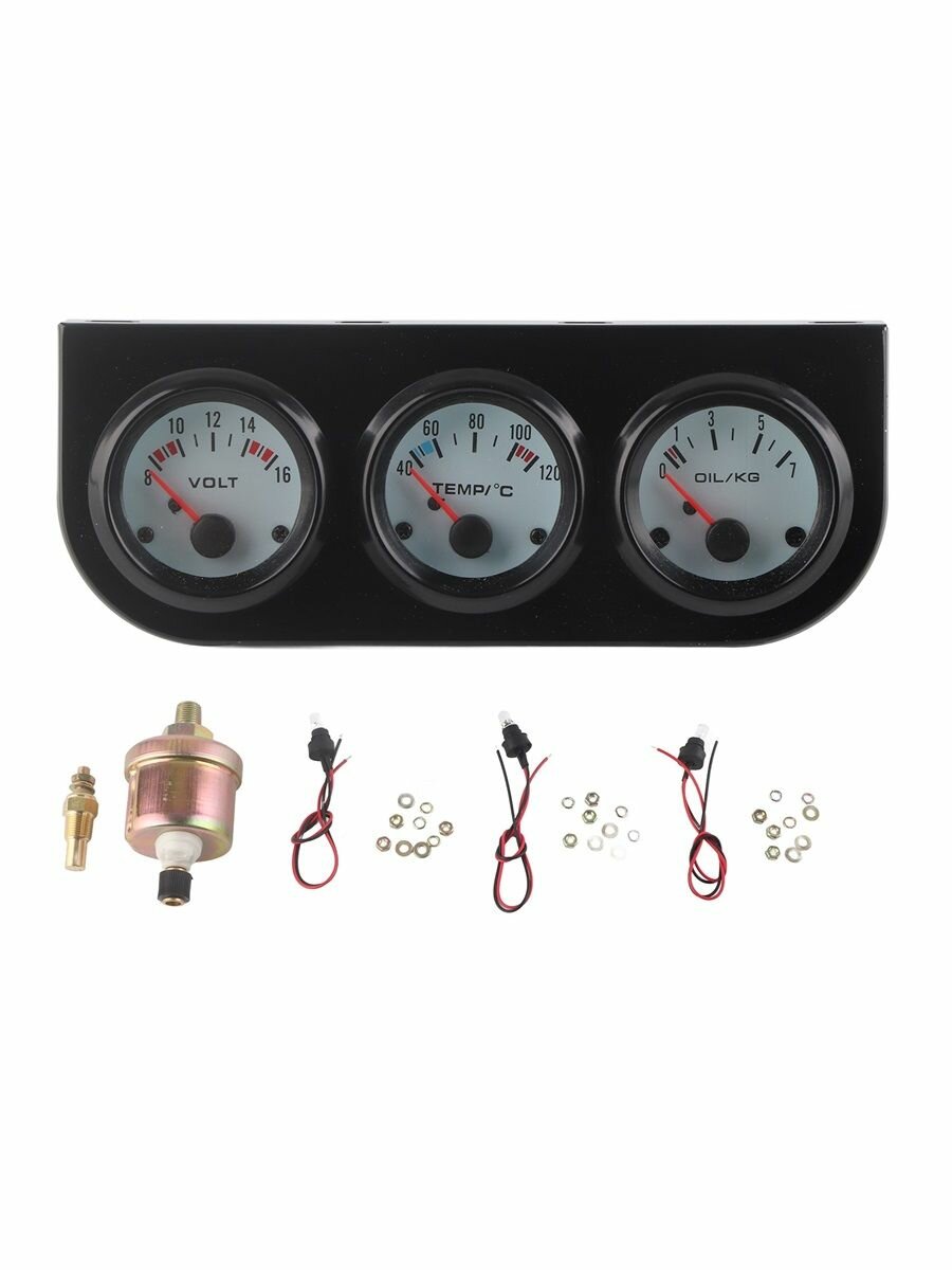 Универсальный автомобильный тройной манометр 52 мм, температура воды, напряжение, измеритель давления масла, прочный и точный, простая установка
