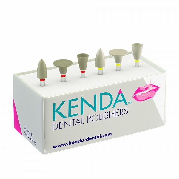 0400.006A Kenda Deluxe - 2-шаговая алмазная полировочная система для композитов, компомеров и гибридной керамики 6 штук, Кенда.