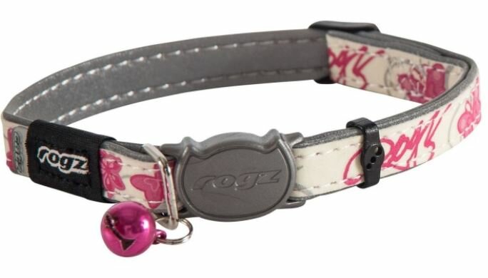 Rogz Ошейник для кошек GlowCat "Розовые бабочки", ширина 1,1см, размер 20-31см
