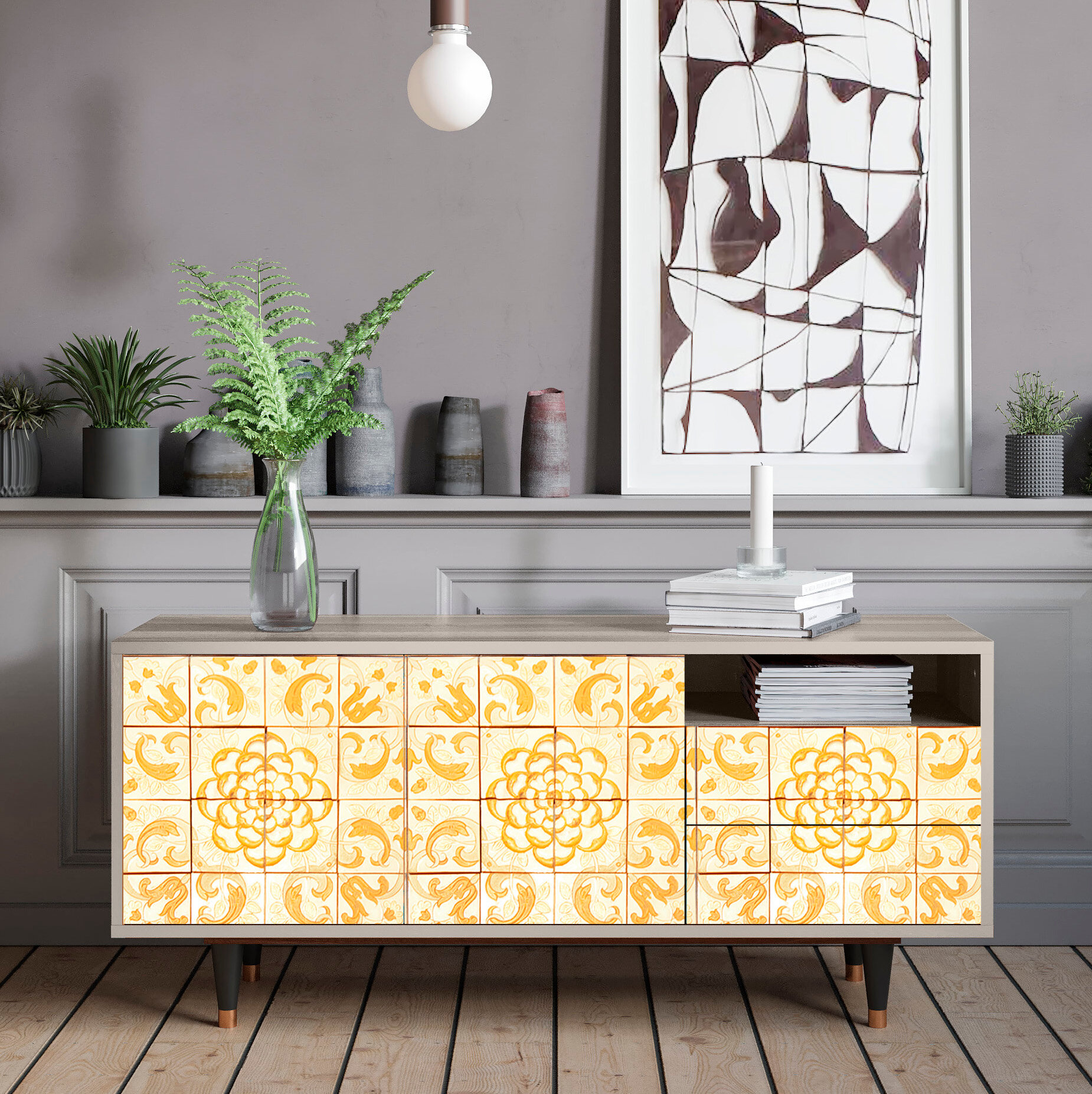 ТВ-Тумба - STORYZ - T7 Sunshiny Tile, Размер - 125 x 56 x 41 см, Цвет корпуса - , Сатин